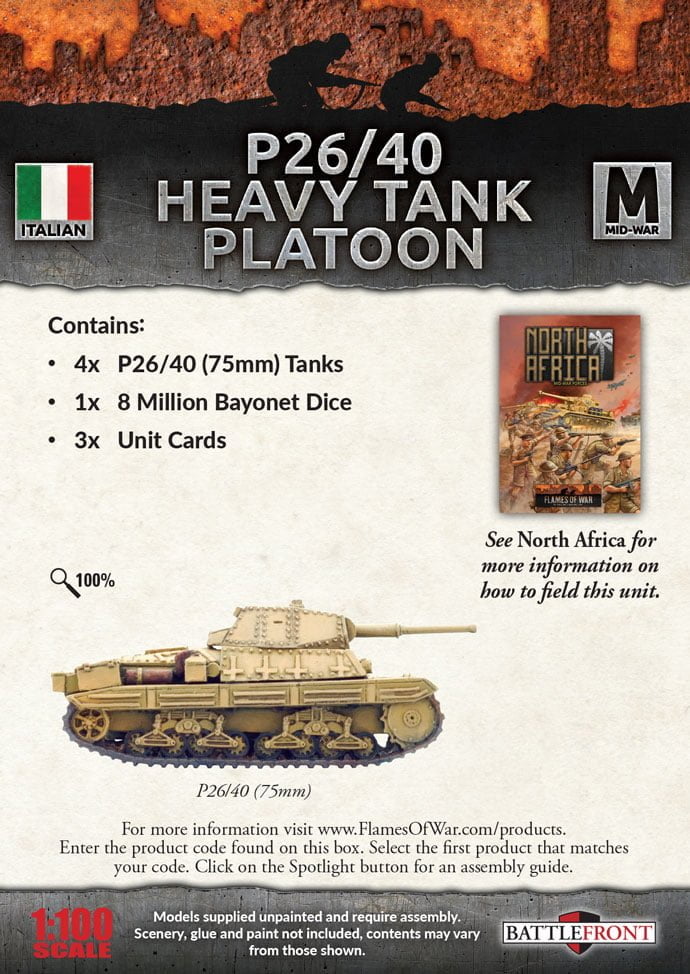 Flames Of War IBX-21 – P26/40 Heavy Tank Platoon – Gravesend Model Centre